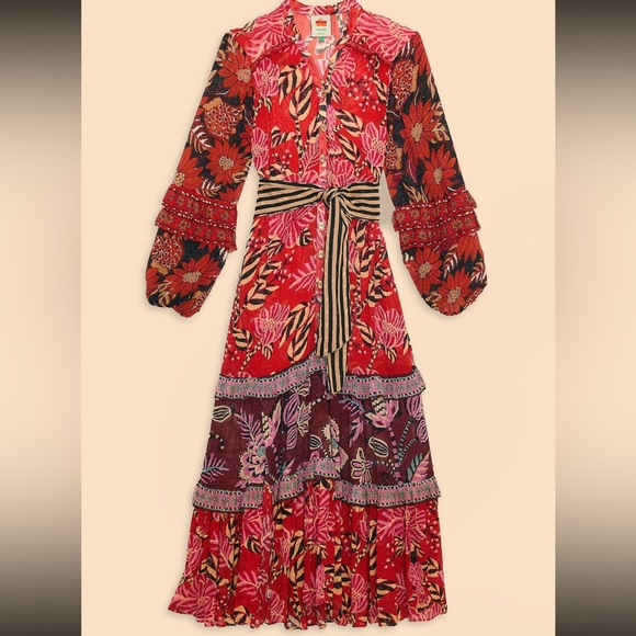 FARM Rio | Dresses | Farm Rio Mixed Floral Long Sleeve Maxi Dress Xl ...
